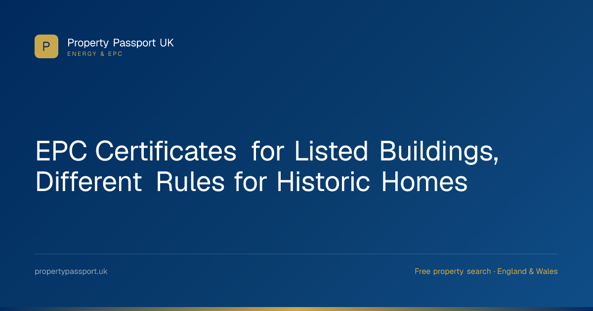 EPC Certificates for Listed Buildings, Different Rules for Historic ...