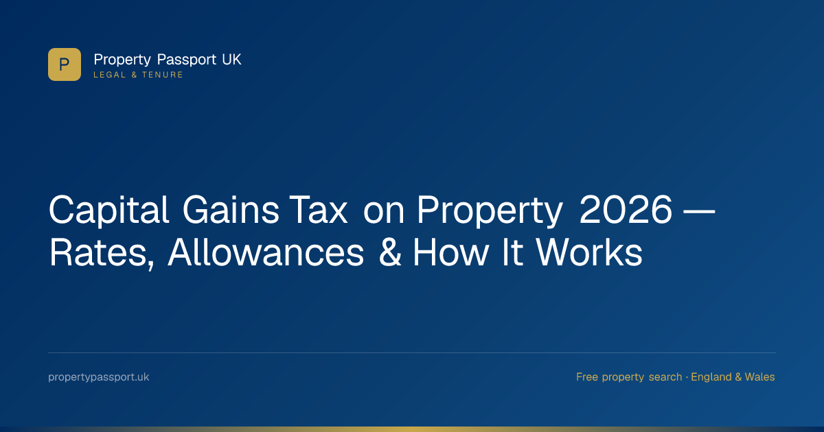 Capital Gains Tax on Property 2026 — Rates, Allowances & How It Works ...
