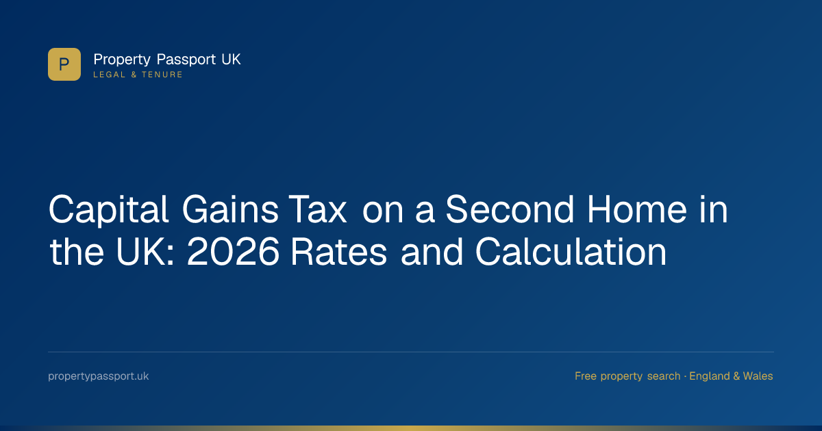 Capital Gains Tax on a Second Home in the UK: 2026 Rates and ...
