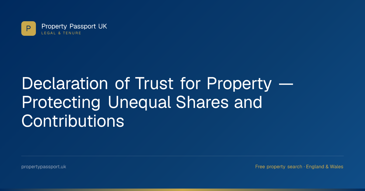 Declaration of Trust for Property — Protecting Unequal Shares and ...