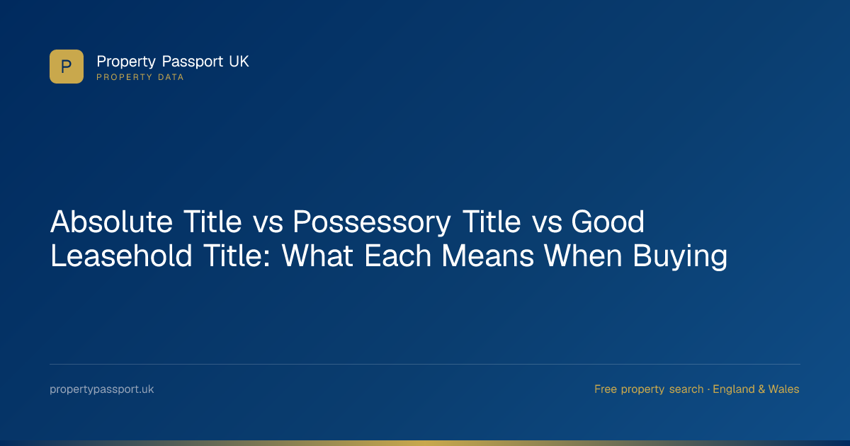 Absolute Title vs Possessory Title vs Good Leasehold Title: What Each ...
