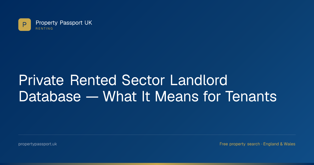 Private Rented Sector Landlord Database — What It Means for Tenants ...