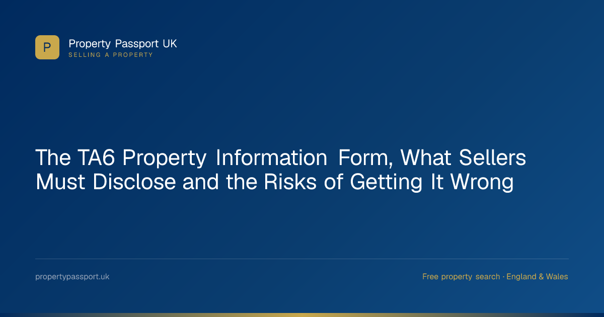 The TA6 Property Information Form, What Sellers Must Disclose and the ...
